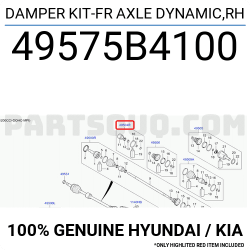DAMPER KIT-FR AXLE DYNAMIC,RH 49575B4100 | Hyundai / KIA Parts | PartSouq