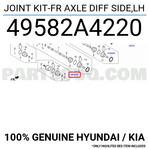 JOINT KIT-FR AXLE DIFF SIDE,LH 49582A4220 | Hyundai / KIA Parts | PartSouq