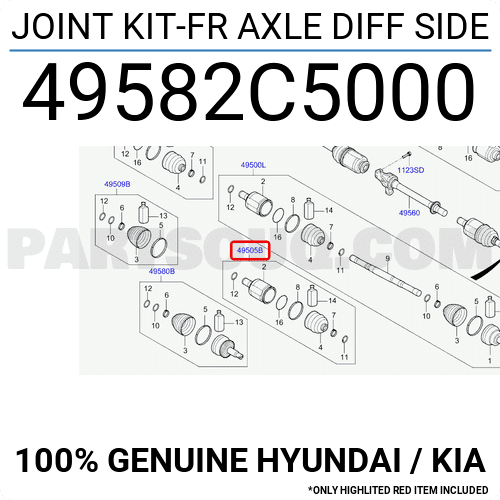 JOINT KIT-FR AXLE DIFF SIDE 49582C5000 | Hyundai / KIA Parts | PartSouq