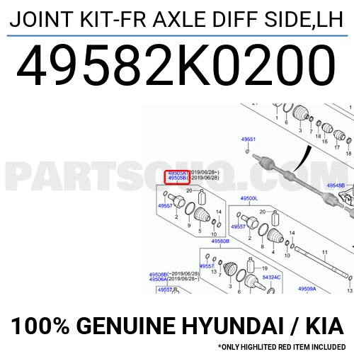 JOINT KIT-FR AXLE DIFF SIDE,LH 49582K0200 | Hyundai / KIA Parts | PartSouq