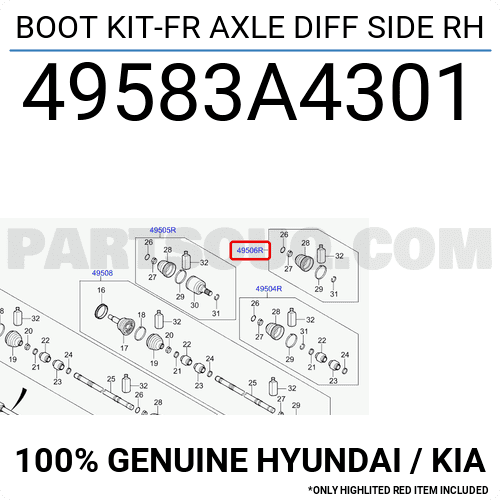 BOOT KIT-FR AXLE DIFF SIDE RH 49583A4301 | Hyundai / KIA Parts | PartSouq