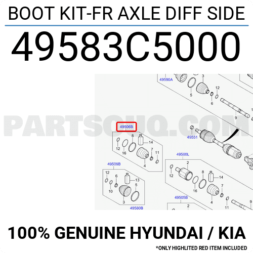 BOOT KIT-FR AXLE DIFF SIDE 49583C5000 | Hyundai / KIA Parts | PartSouq