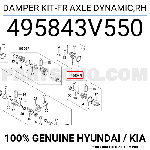 DAMPER KIT-FR AXLE DYNAMIC,RH 495843V550 | Hyundai / KIA Parts | PartSouq