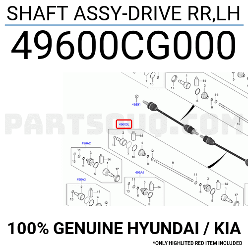 SHAFT ASSY-DRIVE RR,LH 49600CG000 | Hyundai / KIA Parts | PartSouq