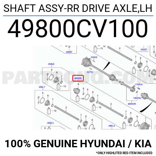 SHAFT ASSY-RR DRIVE AXLE,LH 49800CV100 | Hyundai / KIA Parts | PartSouq