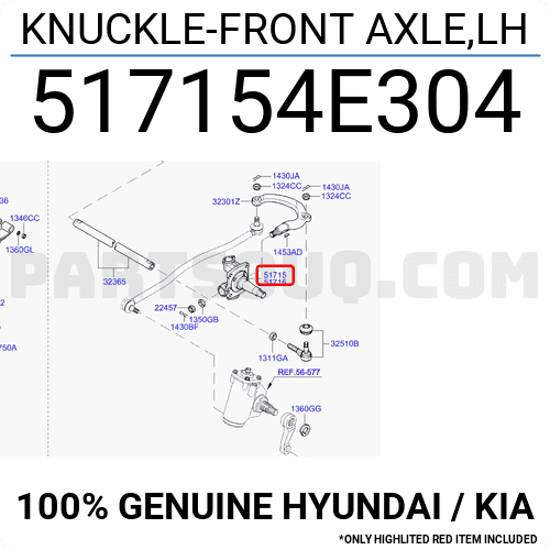 KNUCKLE-FRONT AXLE,LH 517154E304 | Hyundai / KIA Parts | PartSouq