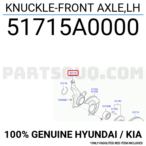 KNUCKLE-FRONT AXLE,LH 51715A0000 | Hyundai / KIA Parts | PartSouq