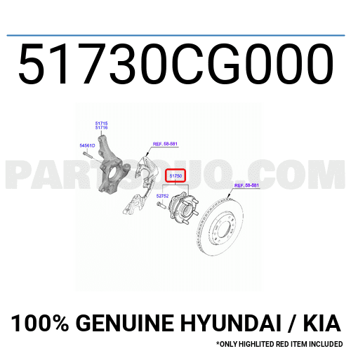 HUB ASSY - FRONT WHEEL 51730CG000 | Hyundai / KIA Parts | PartSouq