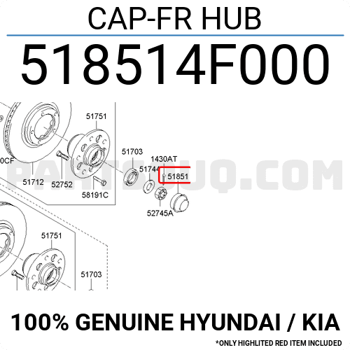 CAP-FR HUB 518514F000 | Hyundai / KIA Parts | PartSouq
