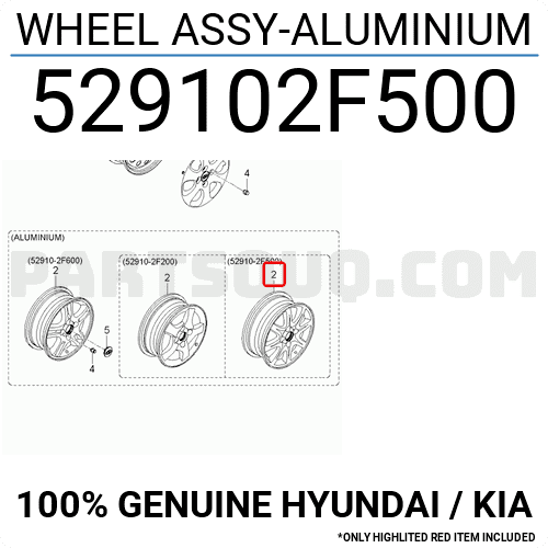 WHEEL ASSY-ALUMINIUM 529102F500 | Hyundai / KIA Parts | PartSouq