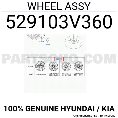 WHEEL ASSY 529103V360 | Hyundai / KIA Parts | PartSouq