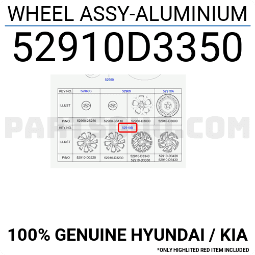 WHEEL ASSY-ALUMINIUM 52910D3350 | Hyundai / KIA Parts | PartSouq