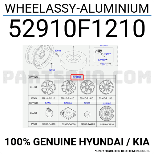 WHEELASSY-ALUMINIUM 52910F1210 | Hyundai / KIA Parts | PartSouq