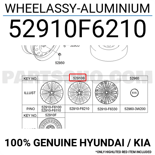 WHEELASSY-ALUMINIUM 52910F6210 | Hyundai / KIA Parts | PartSouq