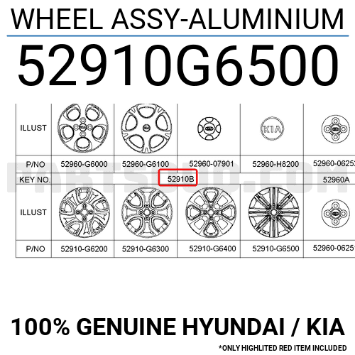 WHEEL ASSY-ALUMINIUM 52910G6500 | Hyundai / KIA Parts | PartSouq
