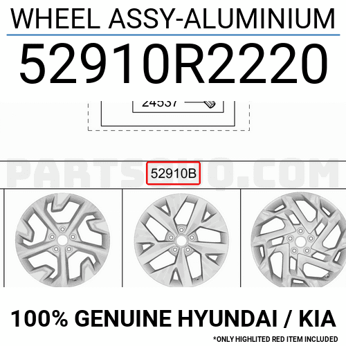 WHEEL ASSY-ALUMINIUM 52910R2220 | Hyundai / KIA Parts | PartSouq