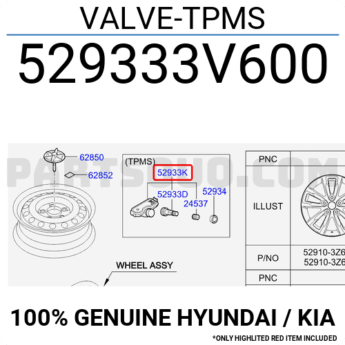 VALVE-TPMS 529333V600 | Hyundai / KIA Parts | PartSouq