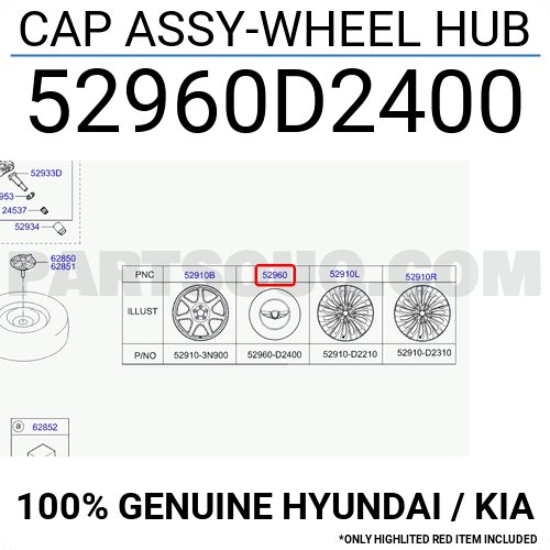 CAP ASSY-WHEEL HUB 52960D2400 | Hyundai / KIA Parts | PartSouq