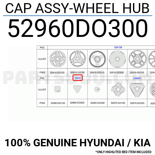 CAP ASSY-WHEEL HUB 52960DO300 | Hyundai / KIA Parts | PartSouq