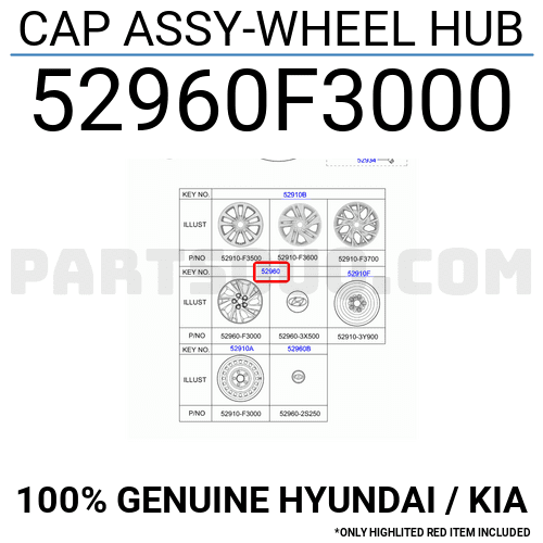 CAP ASSY-WHEEL HUB 52960F3000 | Hyundai / KIA Parts | PartSouq