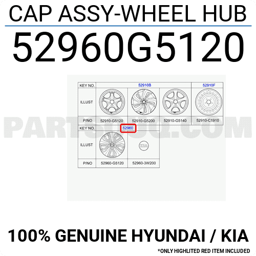 CAP ASSY-WHEEL HUB 52960G5120 | Hyundai / KIA Parts | PartSouq