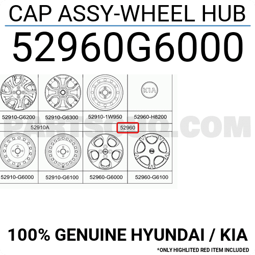 CAP ASSY-WHEEL HUB 52960G6000 | Hyundai / KIA Parts | PartSouq