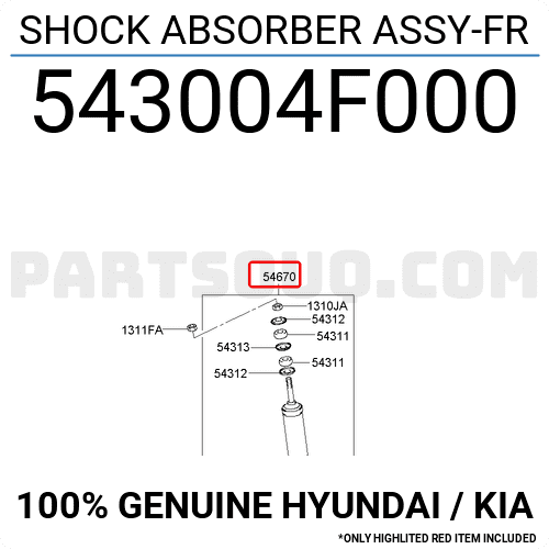 SHOCK ABSORBER ASSY-FR 543004F000 | Hyundai / KIA Parts | PartSouq