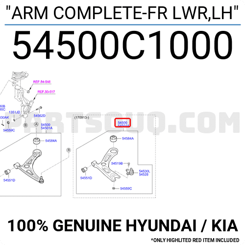 ARM COMPLETE-FR LWR,LH 54500C1000 | Hyundai / KIA Parts | PartSouq