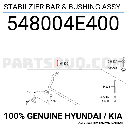 STABILZIER BAR & BUSHING ASSY 548004E400 | Hyundai / KIA Parts | PartSouq