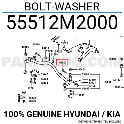 BOLT-WASHER 55512M2000 | Hyundai / KIA Parts | PartSouq