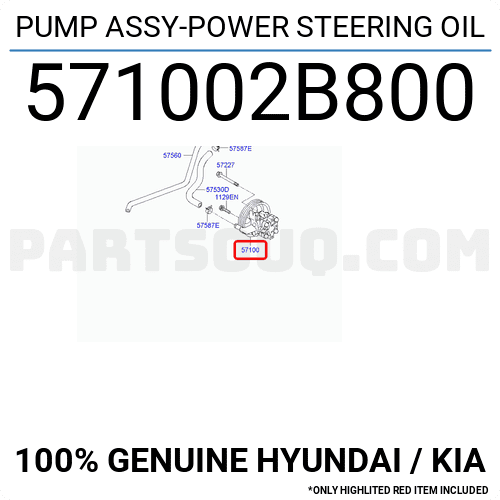 PUMP ASSY-POWER STEERING OIL 571002B800 | Hyundai / KIA Parts | PartSouq