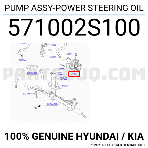 PUMP ASSY-POWER STEERING OIL 571002S100 | Hyundai / KIA Parts | PartSouq