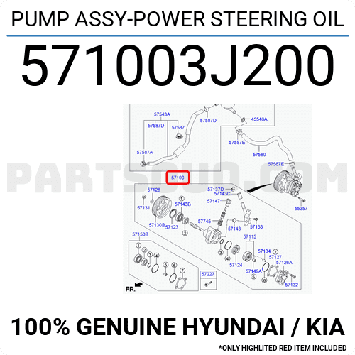 PUMP ASSY-POWER STEERING OIL 571003J200 | Hyundai / KIA Parts | PartSouq