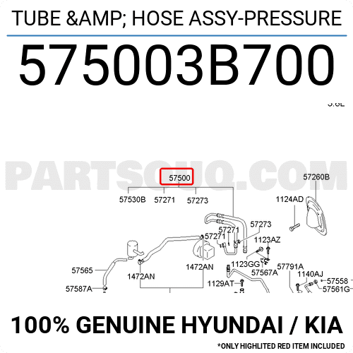 TUBE & HOSE ASSY-PRESSURE 575003B700 | Hyundai / KIA Parts | PartSouq