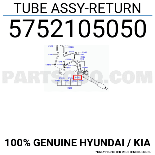 TUBE ASSY-RETURN 5752105050 | Hyundai / KIA Parts | PartSouq