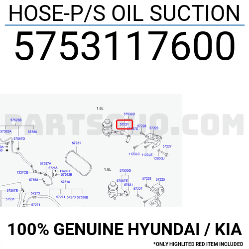 HOSE-P/S OIL SUCTION 5753117600 | Hyundai / KIA Parts | PartSouq