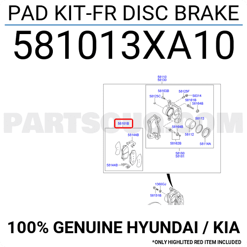 PAD KIT-FR DISC BRAKE 581013XA10 | Hyundai / KIA Parts | PartSouq