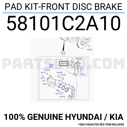 PAD KIT-FRONT DISC BRAKE 58101C2A10 | Hyundai / KIA Parts | PartSouq