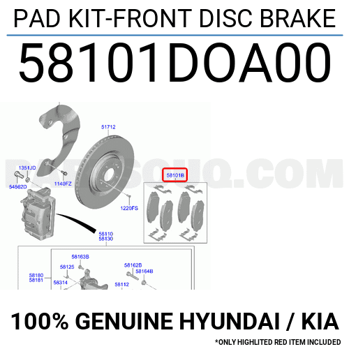 PAD KIT-FRONT DISC BRAKE 58101DOA00 | Hyundai / KIA Parts | PartSouq
