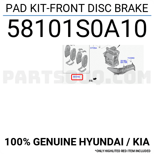 PAD KIT-FRONT DISC BRAKE 58101S0A10 | Hyundai / KIA Parts | PartSouq