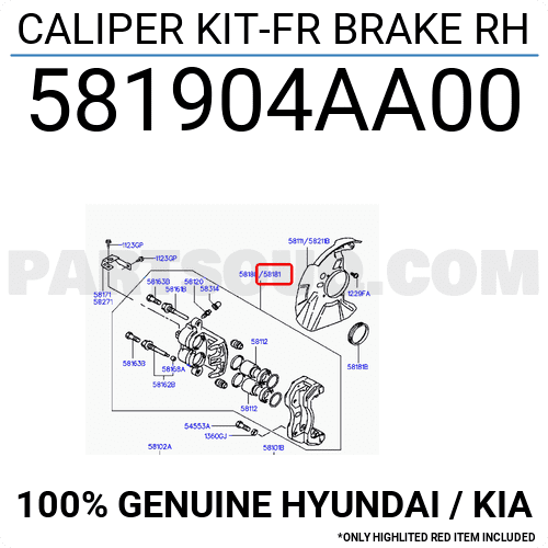 CALIPER KIT-FR BRAKE RH 581904AA00 | Hyundai / KIA Parts | PartSouq