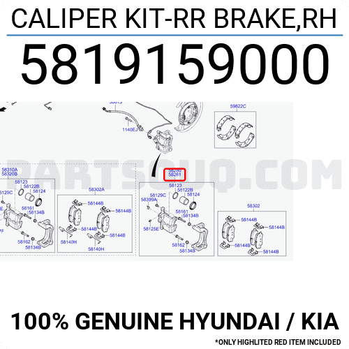 CALIPER KIT-RR BRAKE,RH 5819159000 | Hyundai / KIA Parts | PartSouq