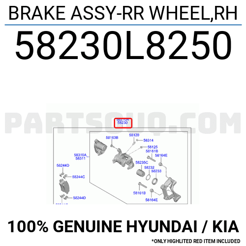 BRAKE ASSY-RR WHEEL,RH 58230L8250 | Hyundai / KIA Parts | PartSouq