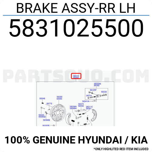 BRAKE ASSY-RR LH 5831025500 | Hyundai / KIA Parts | PartSouq
