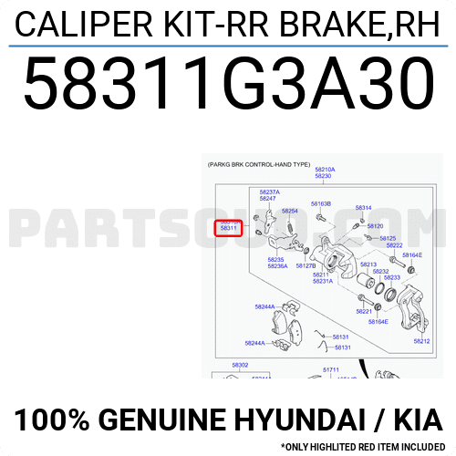 CALIPER KIT-RR BRAKE,RH 58311G3A30 | Hyundai / KIA Parts | PartSouq