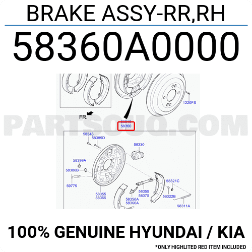 BRAKE ASSY-RR,RH 58360A0000 | Hyundai / KIA Parts | PartSouq