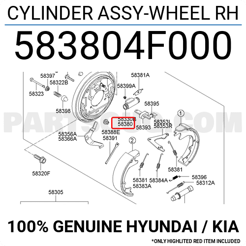 CYLINDER ASSY-WHEEL RH 583804F000 | Hyundai / KIA Parts | PartSouq