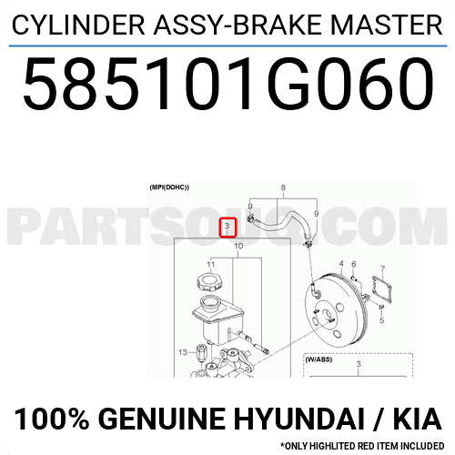 CYLINDER ASSY-BRAKE MASTER 585101G060 | Hyundai / KIA Parts | PartSouq