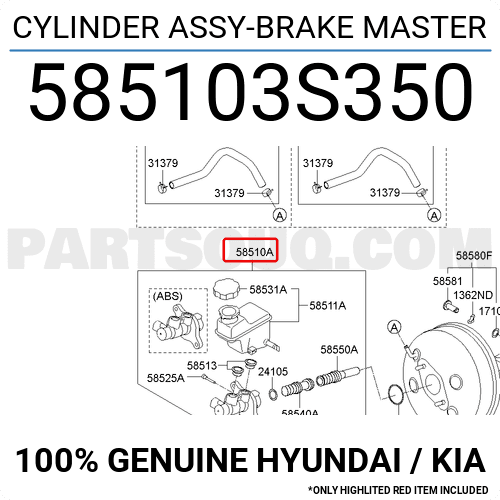 CYLINDER ASSY-BRAKE MASTER 585103S350 | Hyundai / KIA Parts | PartSouq