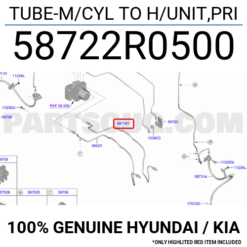 TUBE-M/CYL TO H/UNIT,PRI 58722R0500 | Hyundai / KIA Parts | PartSouq